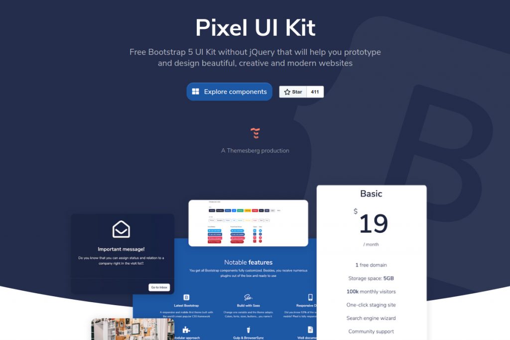 Pixel Lite - Free Bootstrap 5 UI Kit - OverHive