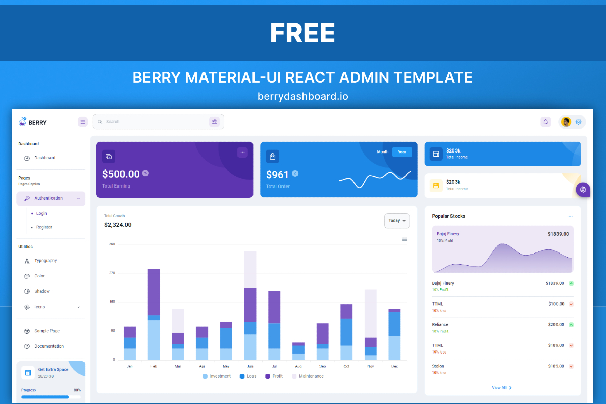 Berry Free React Material Ui Admin Template Overhive