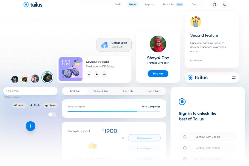 Tailus - Free Tailwind UI Component and Template - OverHive