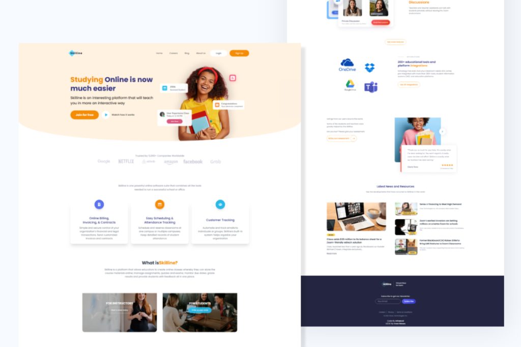 Skilline - Free Tailwind Landing Page Template - OverHive