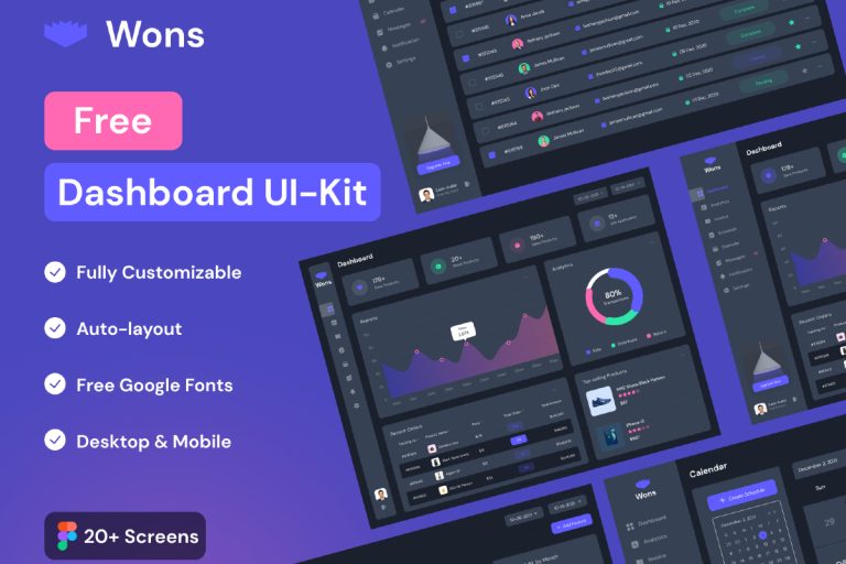Wons - Free Flutter Admin Dashboard UI Kit - OverHive