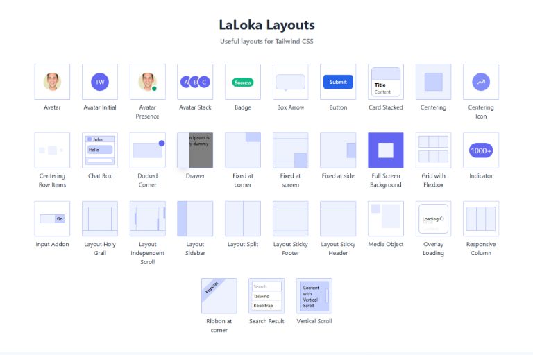 LaLoka Layouts - Free Tailwind Component Library - OverHive
